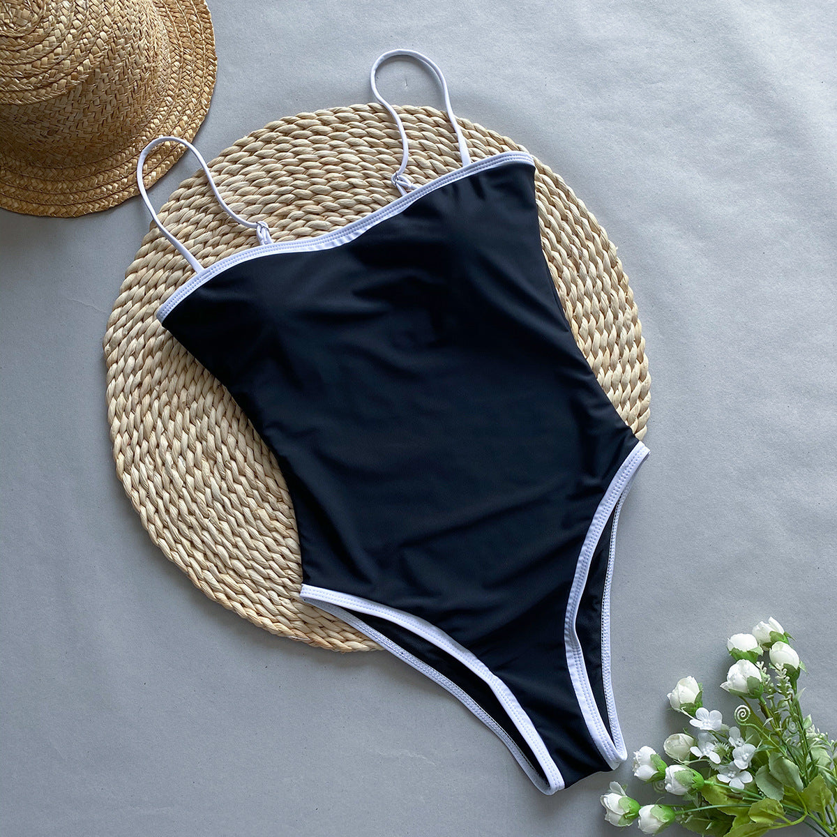 Contrast Binding Basic One Piece Swimsuit – The Alley Online