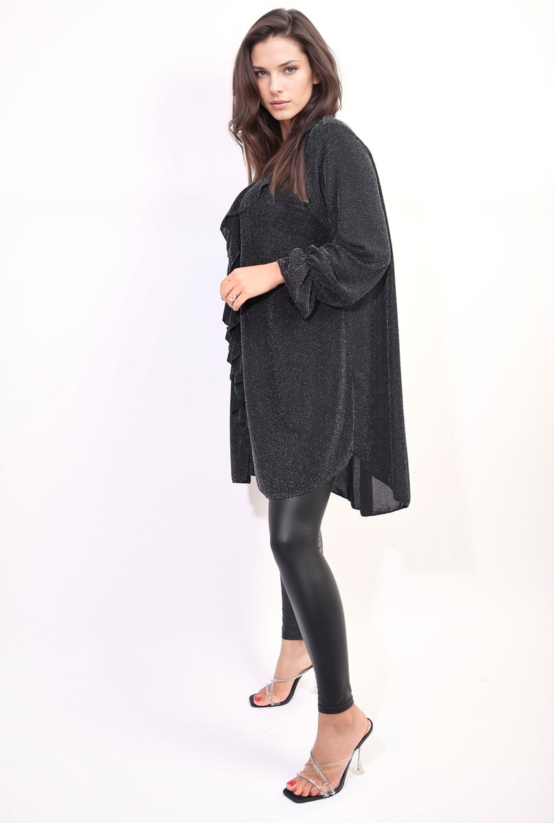 Oversized Satin Ruffle Shirt Dress – The Alley Online